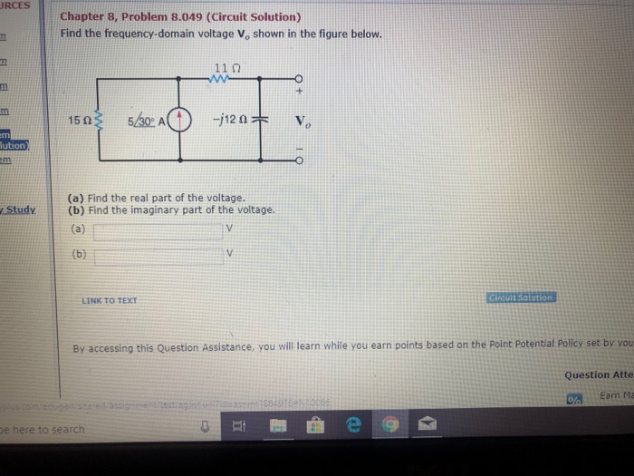 Solved RCES Chapter 8, Problem 8.049 (Circuit Solution) Find | Chegg.com