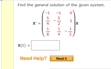Solved Find the general solution of the given system. | Chegg.com