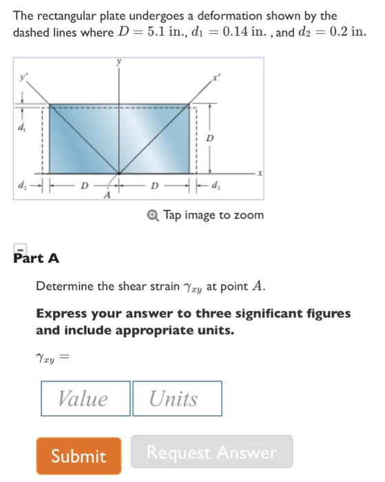 Solved The rectangular plate undergoes a deformation shown | Chegg.com
