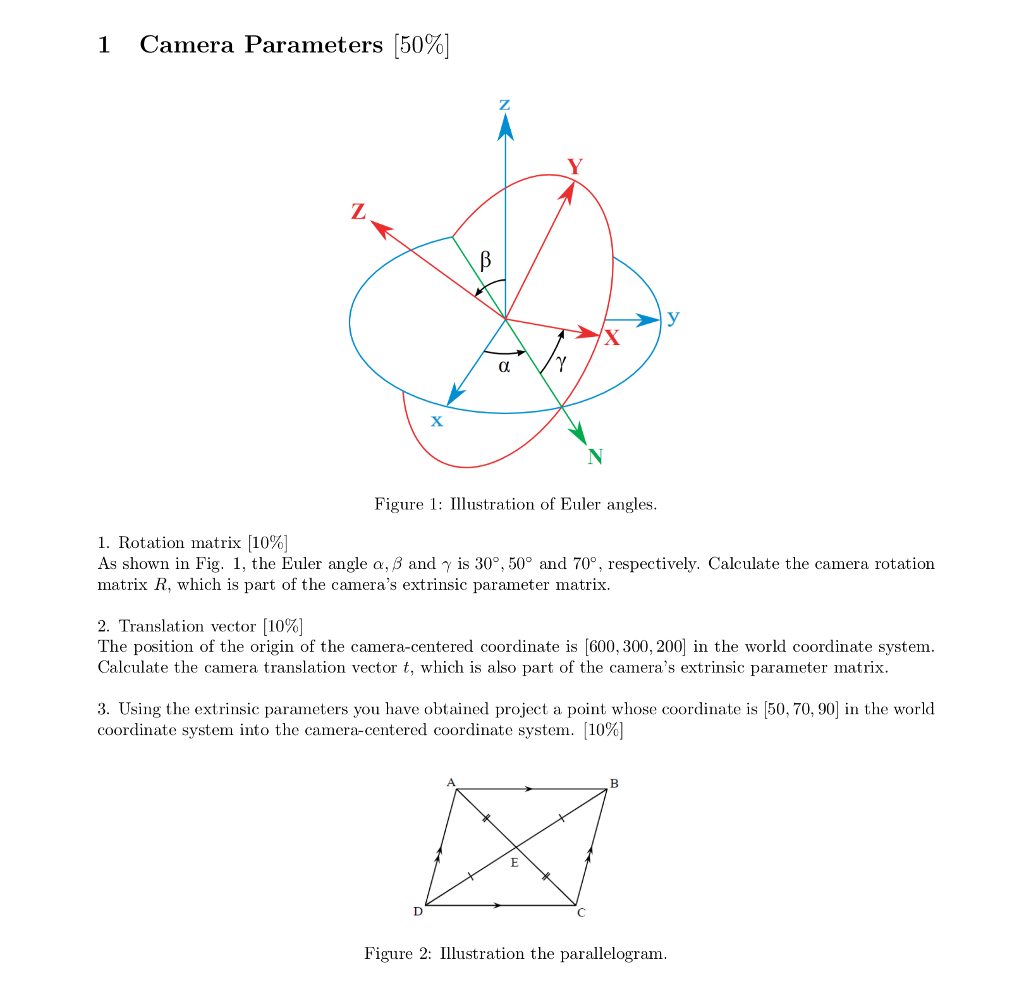 1 Camera Parameters [50% Figure 1: lustration of | Chegg.com