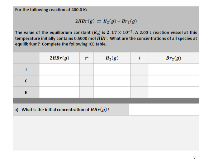 Solved For the following reaction at 400.0 K : | Chegg.com