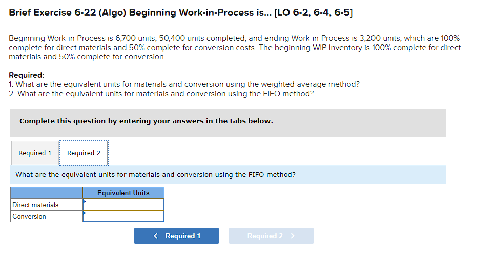 Solved Brief Exercise 6-22 (Algo) Beginning Work-in-Process | Chegg.com