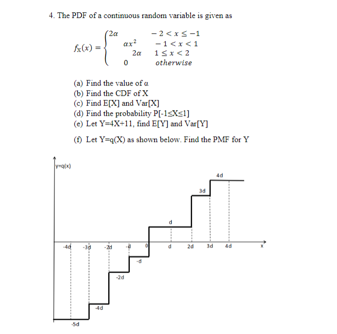 Solved 4. The PDF of a continuous random variable is given | Chegg.com