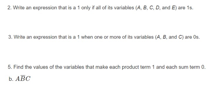 2. Write an expression that is a 1 only if all of its | Chegg.com