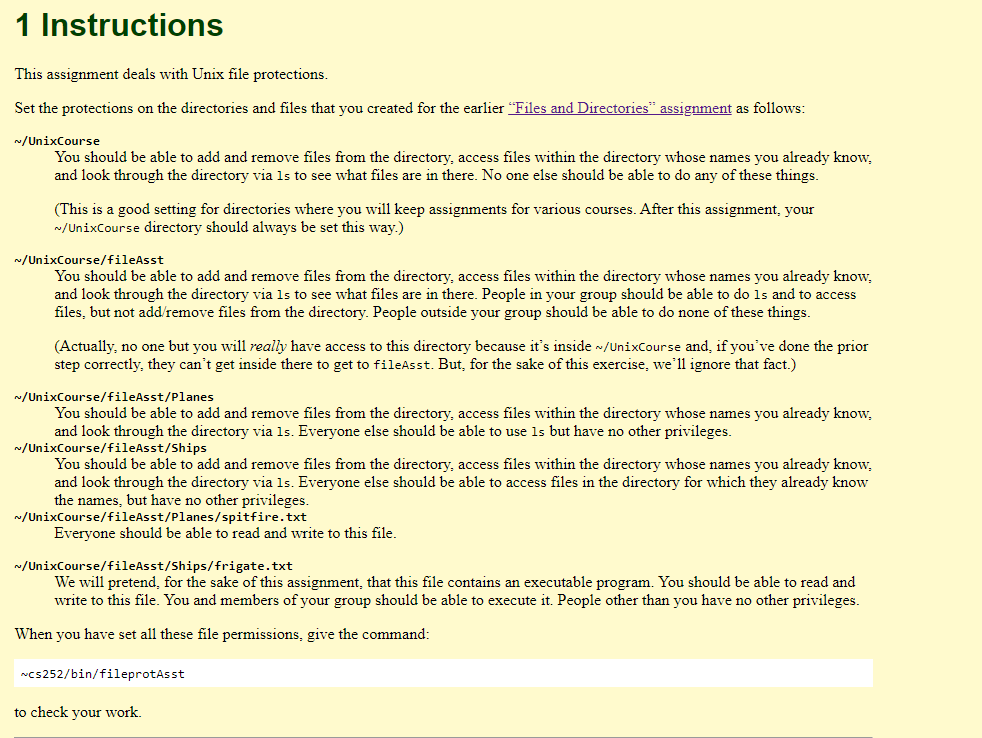 Solved 1 Instructions This assignment deals with Unix file | Chegg.com