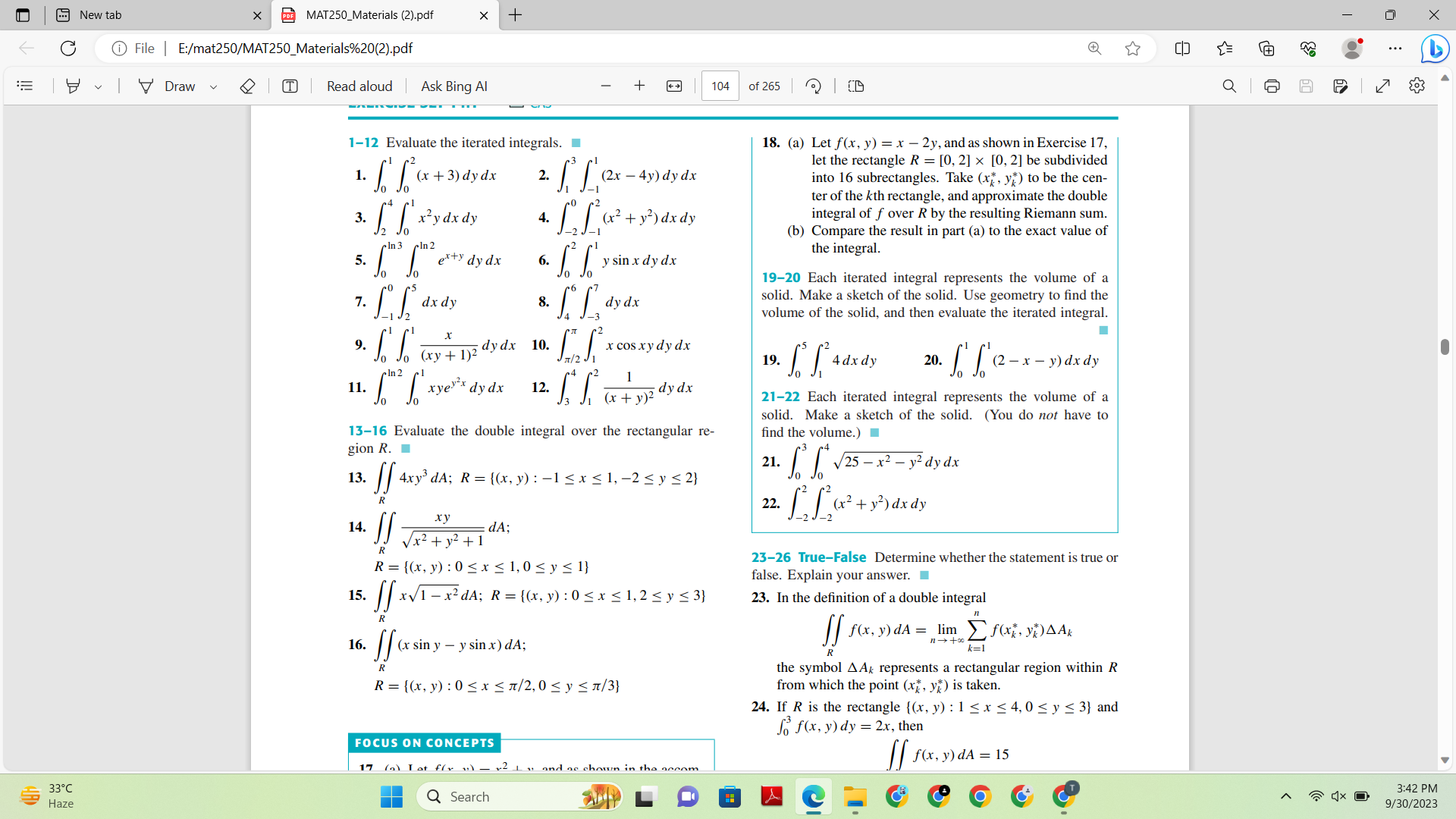 Solved 1-12 Evaluate the iterated integrals. 1. | Chegg.com