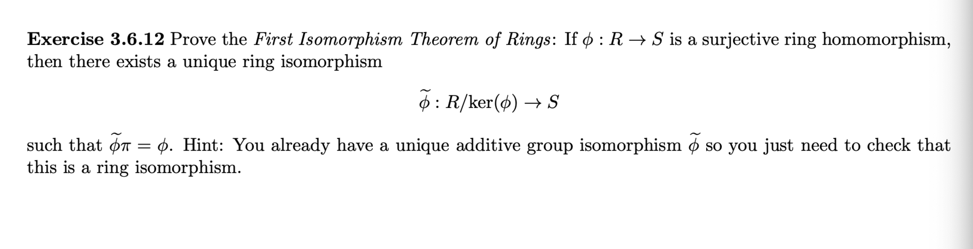Solved Exercise 3.6.12 Prove the First Isomorphism Theorem | Chegg.com