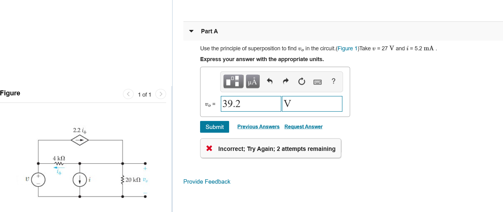 Solved Part A Use the principle of superposition to find vo | Chegg.com