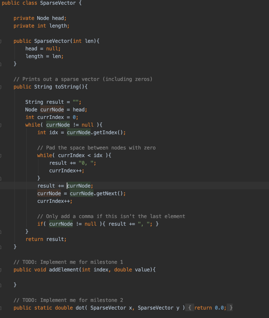 1 Sparse vectors as linked lists Your first step is | Chegg.com