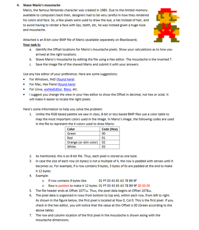 Solved 1. Consider a bitmap image with the following | Chegg.com