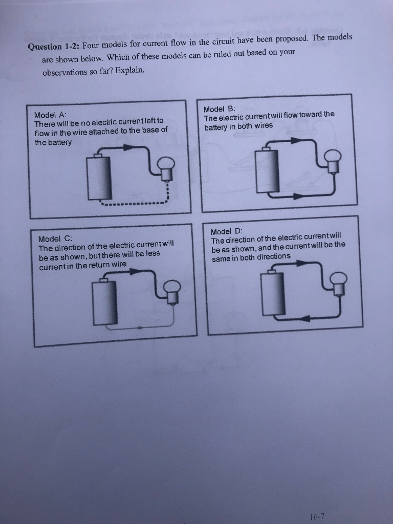 Solved Question 1-2: Four models for current flow in the | Chegg.com