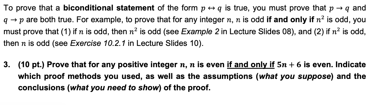 Solved To prove that a biconditional statement of the form p | Chegg.com