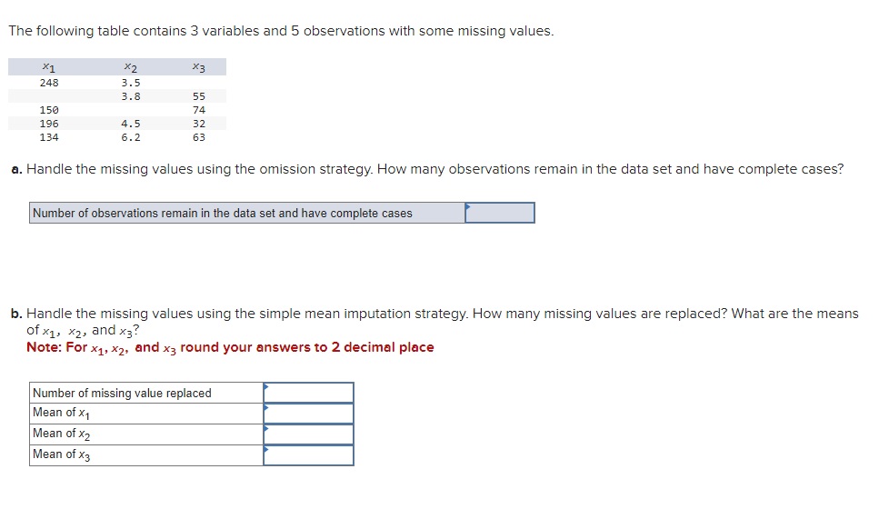 Solved The following table contains 3 variables and 5 | Chegg.com