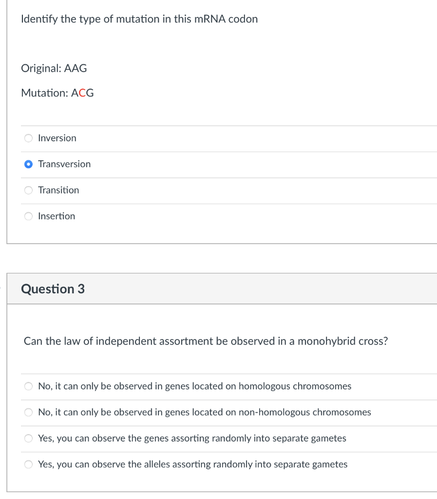 Solved Identify the type of mutation in this mRNA codon | Chegg.com