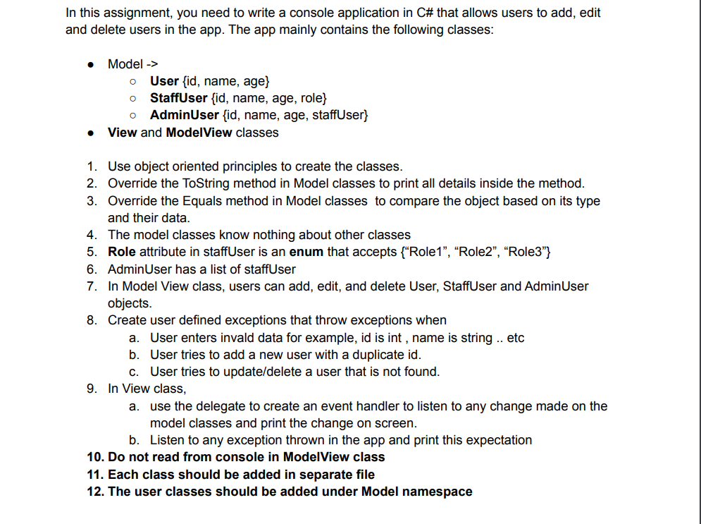 In this assignment, you need to write a console | Chegg.com