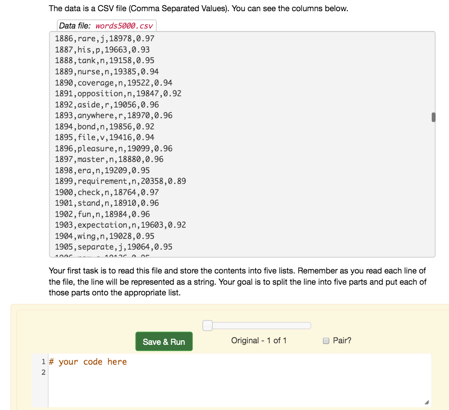 Solved The data is a CSV file (Comma Separated Values). You | Chegg.com