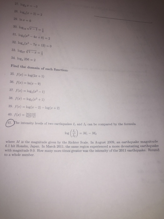 Solved 27. log-3 28. log+3)-2 29. Inz-0 30. logie Va-T- 31. | Chegg.com