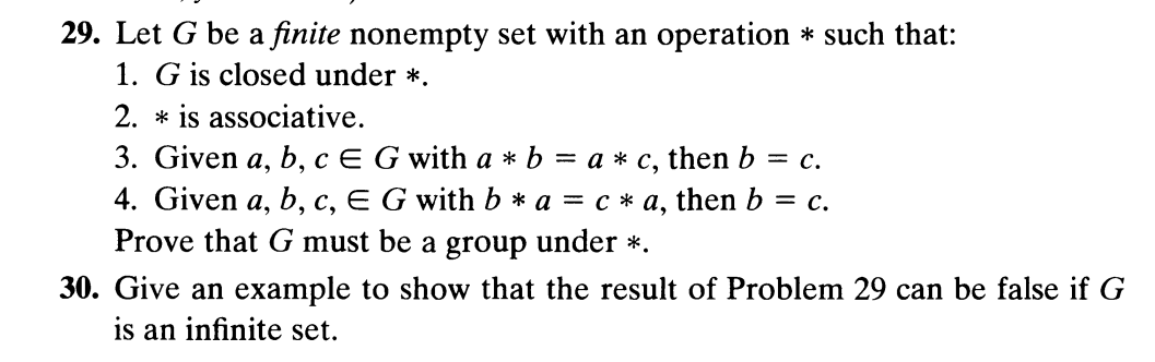Solved 29. Let G be a finite nonempty set with an operation | Chegg.com
