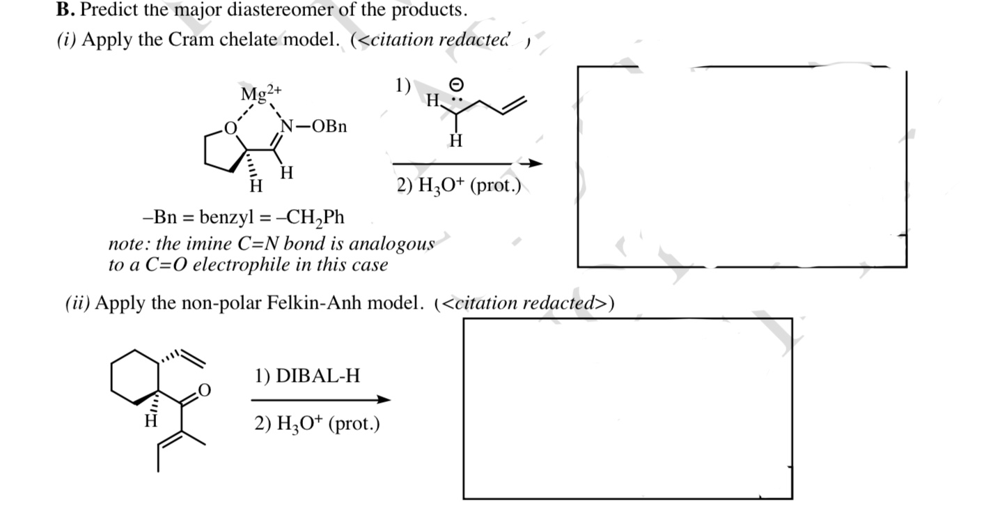 Provide the major diastereomer for the Cram chelate | Chegg.com