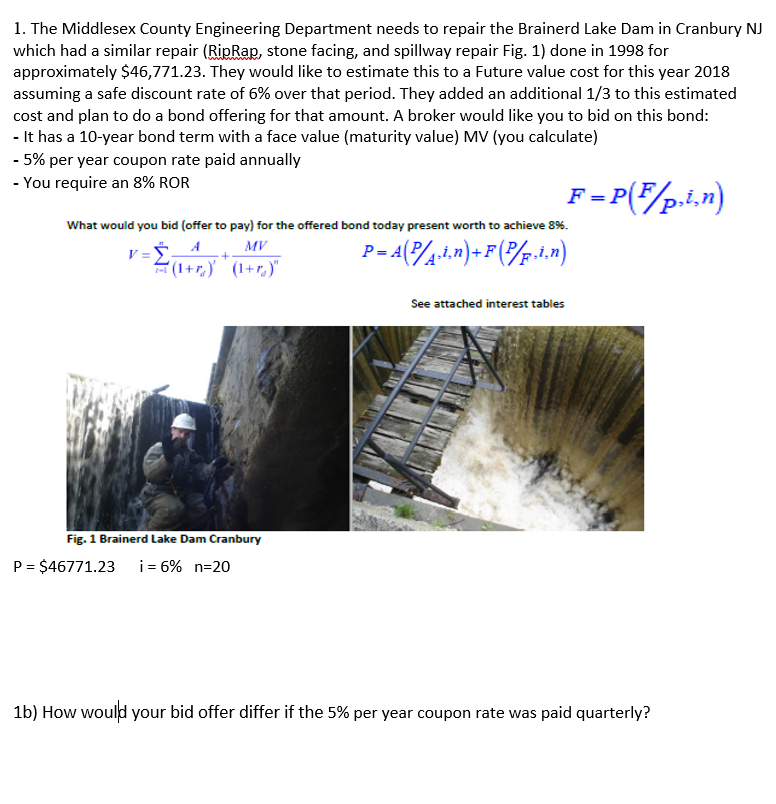 1. The Middlesex County Engineering Department needs | Chegg.com