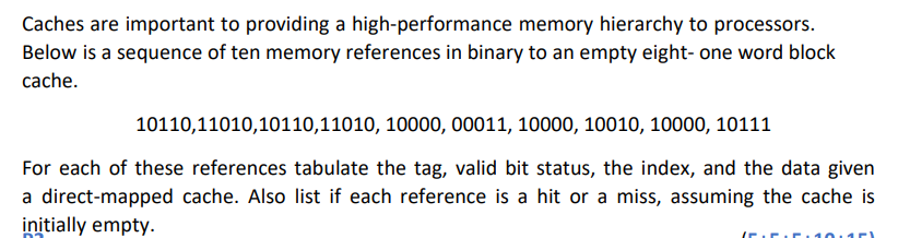 Solved Caches are important to providing a high-performance | Chegg.com