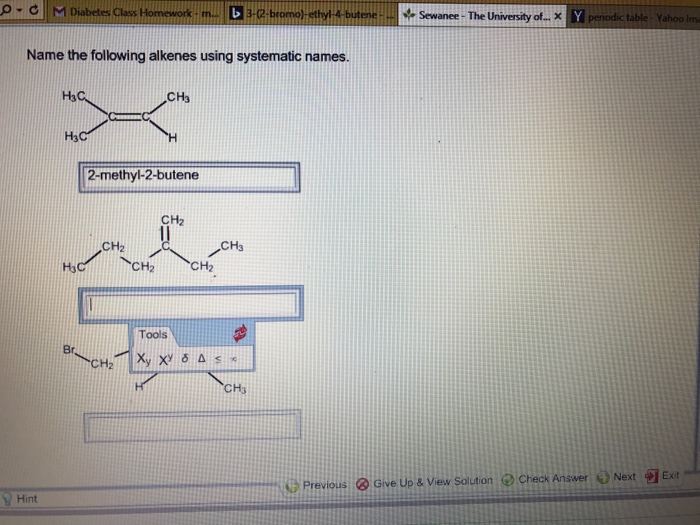 Solved Name the following alkenes using systematic names. | Chegg.com Solved Name the following alkenes using systematic names. | Chegg.com