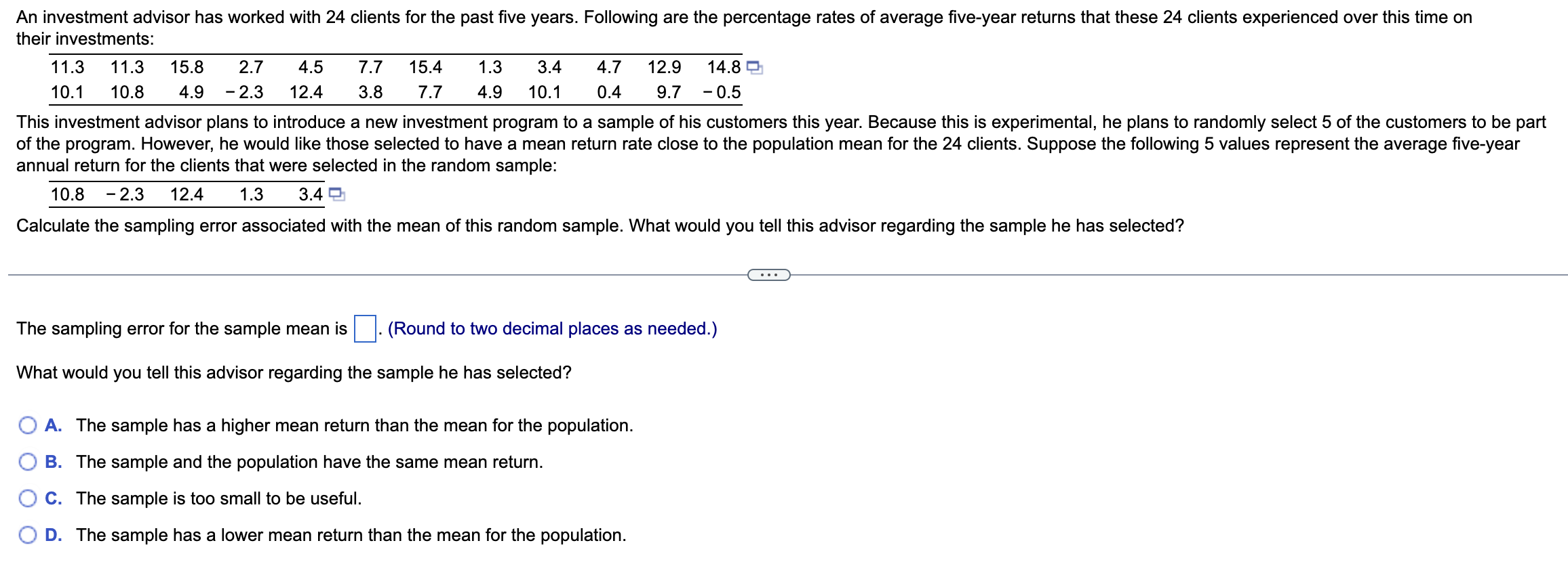 Solved This investment advisor plans to introduce a new | Chegg.com