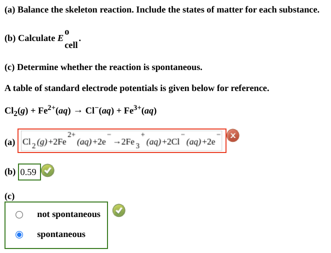 Solved (a) Balance the skeleton reaction. Include the states | Chegg.com