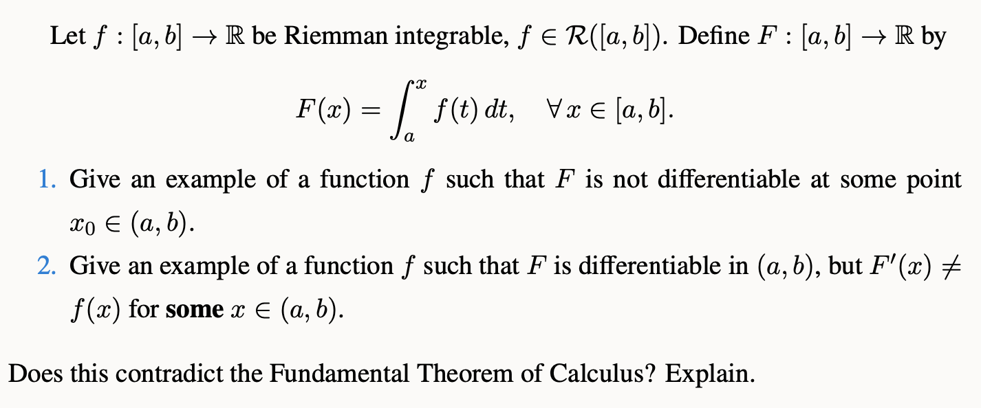 Solved Let f:[a,b]→R be Riemman integrable, f∈R([a,b]). | Chegg.com