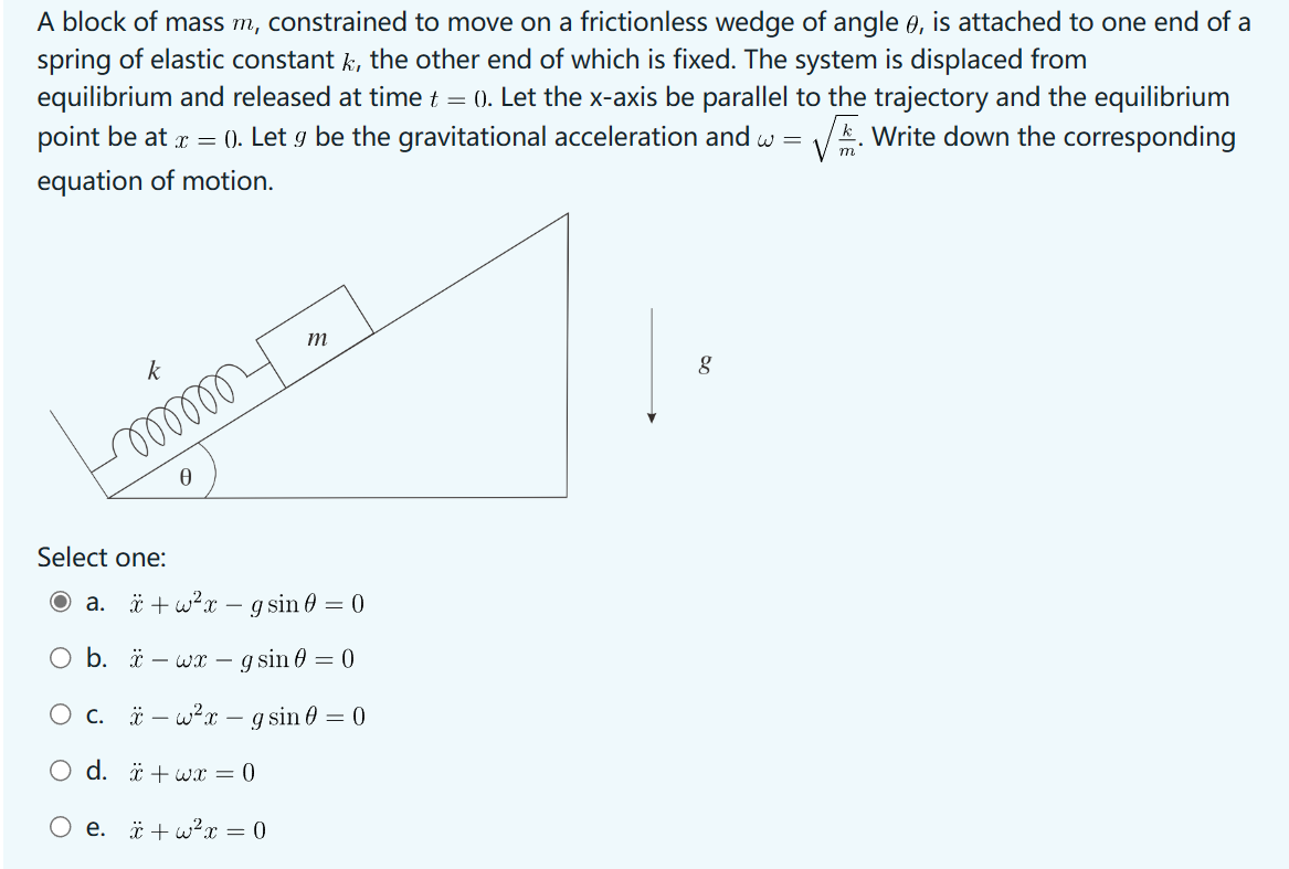 Solved A block of mass m, ﻿constrained to move on a | Chegg.com
