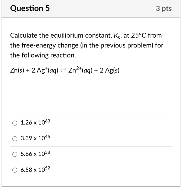 Calculate The Equilibrium Constant Kc At 25∘c From
