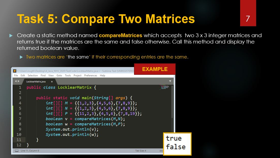 Solved Task 3 Create A Matrix 5 Create A Static Method 9321