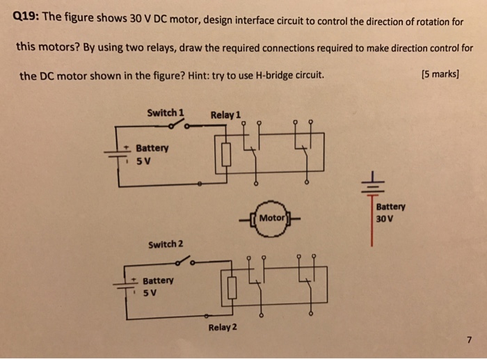 Solved Q19: The figure shows 30 V DC motor, design interface | Chegg.com