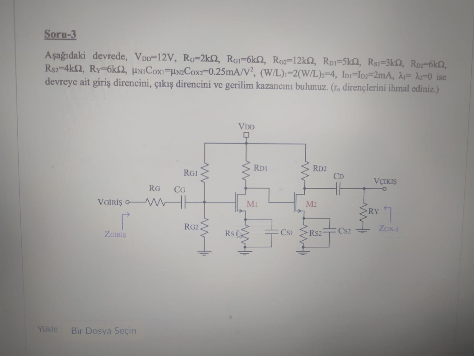 Solved Aşağıdaki devrede, VDD=12 | Chegg.com