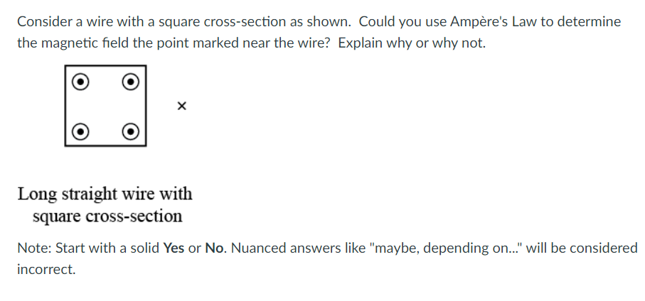 Solved Consider a wire with a square cross-section as shown. | Chegg.com