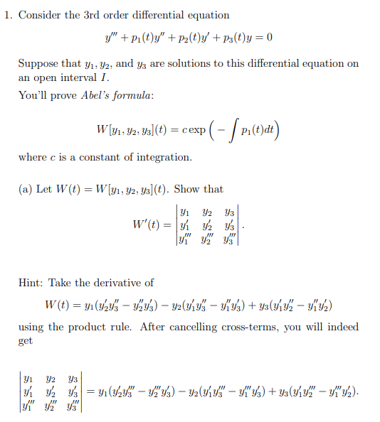 Solved 1. Consider the 3rd order differential equation y" + | Chegg.com