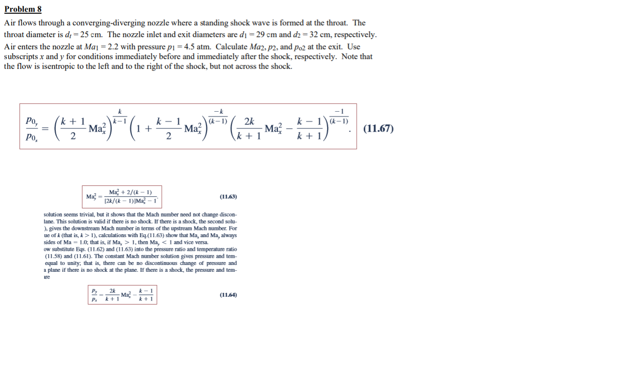 Solved Problem 8 Air flows through a converging-diverging | Chegg.com