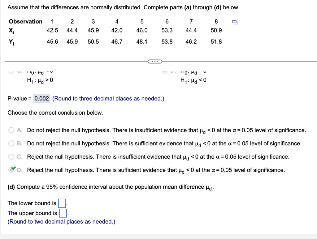 Solved Assume that the differences are normally distributed. | Chegg.com