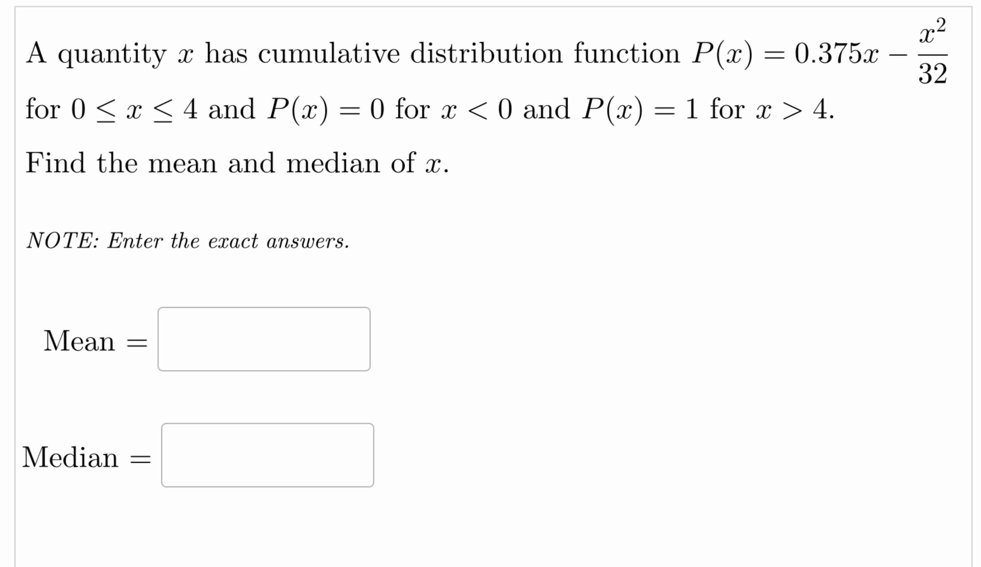 Solved A quantity x has cumulative distribution function | Chegg.com