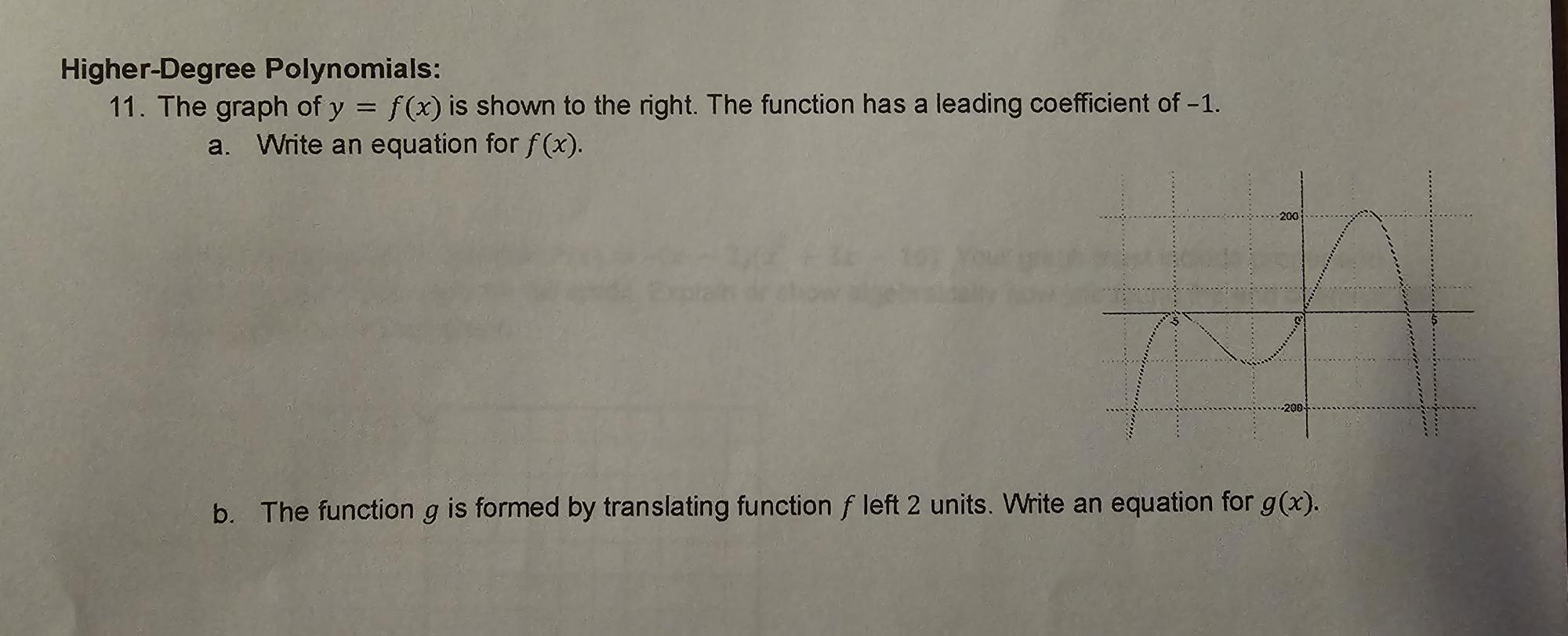 Solved Higher-Degree Polynomials: 11. The graph of y=f(x) is | Chegg.com