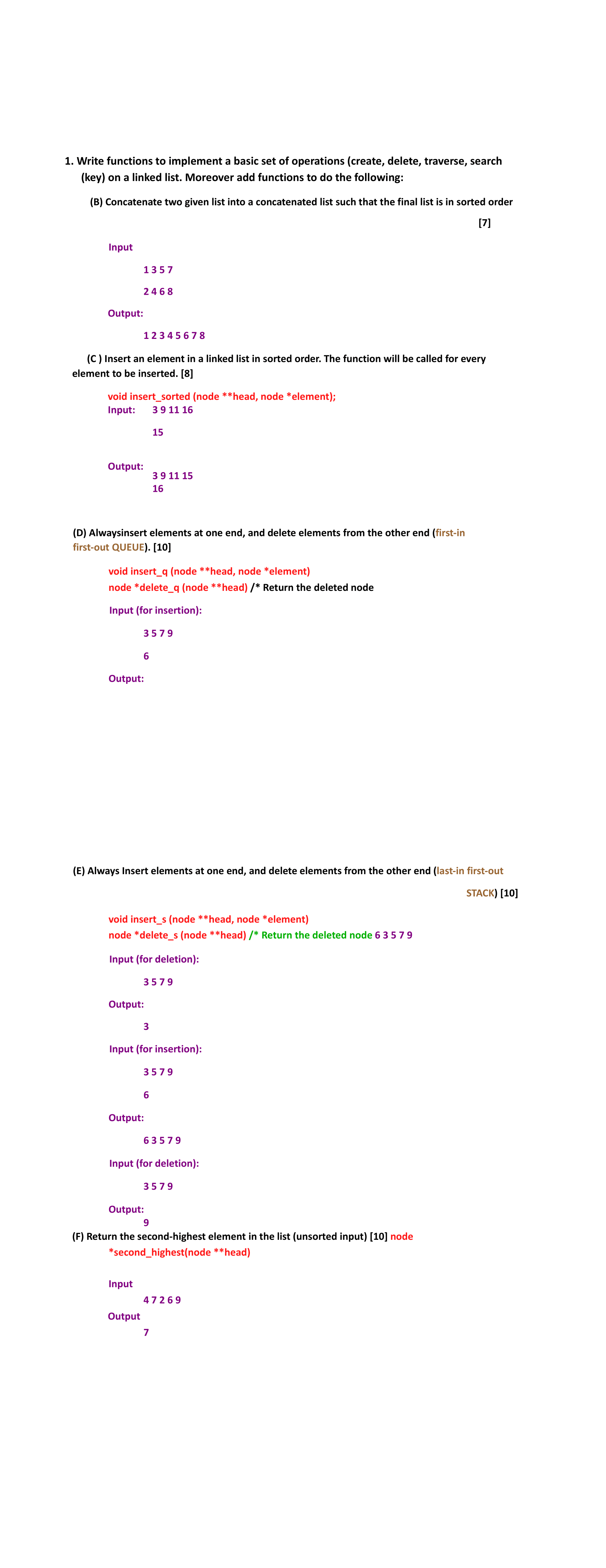 Solved Write functions to implement a basic set of | Chegg.com