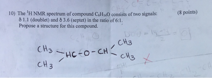 Solved The H NMR Spectrum of a compound C6H14O consists of | Chegg.com