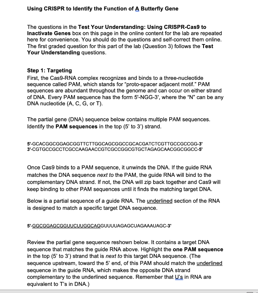 Solved Using CRISPR to Identify the Function of A Butterfly | Chegg.com