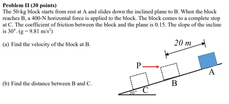 Solved Problem II (30 points) The 50-kg block starts from | Chegg.com