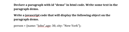 Solved Declare a paragraph with id "demo" in html code. | Chegg.com