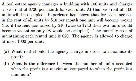 [Solved]: A real estate agency manages a building with 100