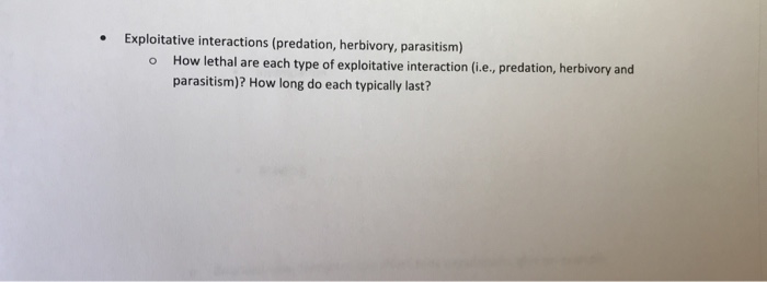 Solved Exploitative interactions (predation, herbivory, | Chegg.com