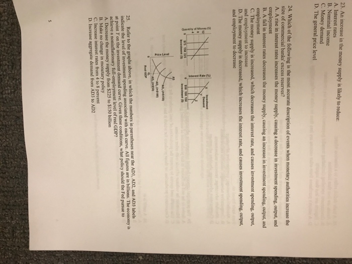 Solved An increase in the money supply is likely to reduce: | Chegg.com