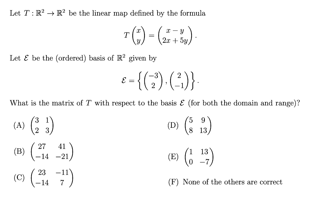 Solved Let T:R2→R2 be the linear map defined by the formula | Chegg.com