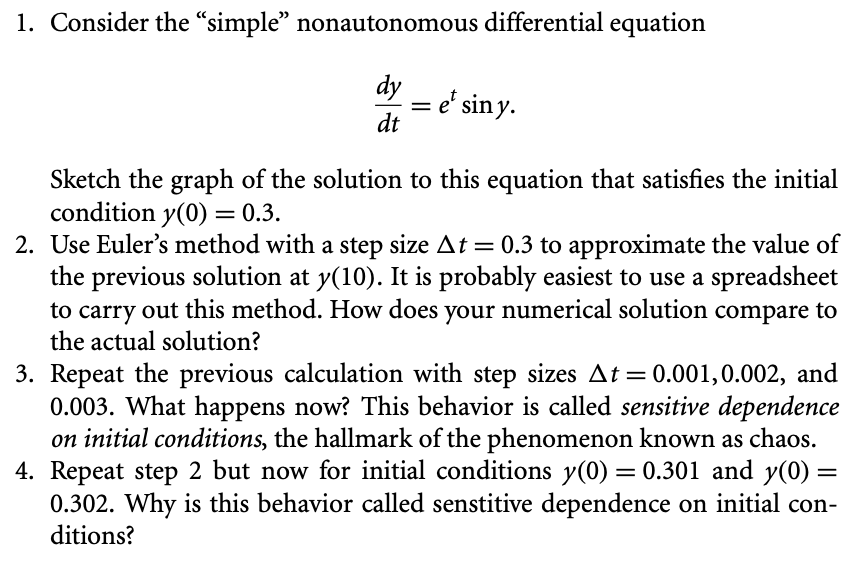 Solved 1. Consider the "simple" nonautonomous differential | Chegg.com